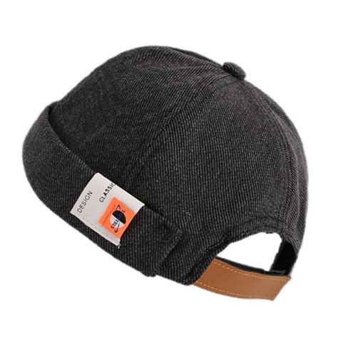 retro effen kleur beanie docker cap rolde manchet grandado