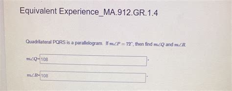 Equivalent Experience MA 912 GR 1 4 Quadrilateral PQRS Is A