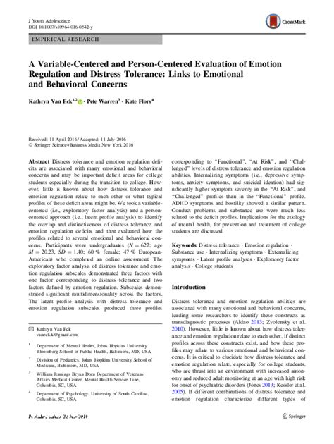 Pdf A Variable Centered And Person Centered Evaluation Of Emotion