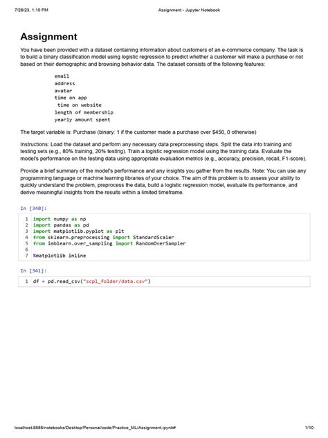 Assignment Jupyter Notebook Pdf Logistic Regression Statistical Classification