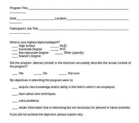 FREE 11 Sample Program Evaluation Forms In PDF