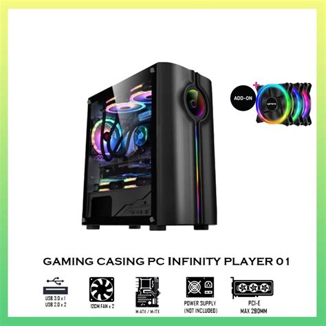 NEW GAMING DIY CASING GAMING CASING PC INFINITY PLAYER 01 WITH RGB MOTHERBOARD MICRO ATX