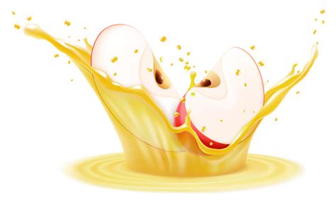 자연의 신선한 빨간 사과가 신선한 사과 주스의 튀김에 떨어집니다 투명 스플래쉬와 드롭 사과와 주스의 상쾌한 스플래쉬 현실적인 3d 벡터 일러스트 레이 션 3차원 형태에 대한