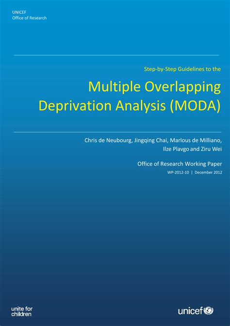 Pdf Multiple Overlapping Deprivation Analysis Moda Guidelines To