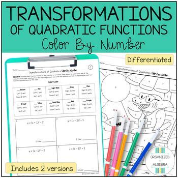 Transformations Of Quadratic Functions Differentiated Activity Color By