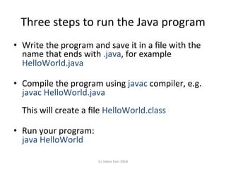 Java Intro Unit Hello World PPT