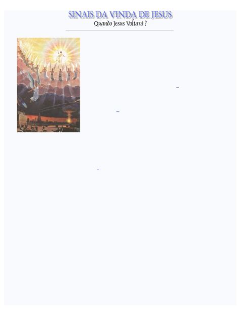 Sinais Da Vinda De Jesus Cristo Pdf Jesus Livro Do Apocalipse