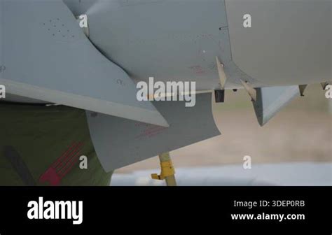 Close Up View Of Military Aircraft Tail Assembly Showing Vertical