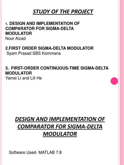 Comparator For Delta Sigma Modulator Pdf Modulation Signal Electrical Engineering