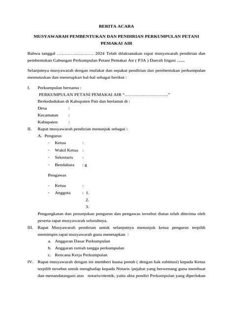 Format Berita Acara Pembentukan Gp3a Copy Pdf