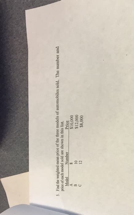 Solved Find The Weighted Mean Price Of The Three Models Of Chegg Com