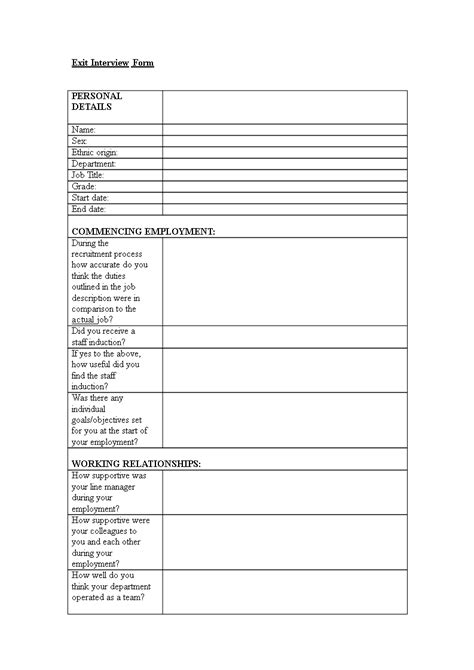 Exit Interview Form In Word Format