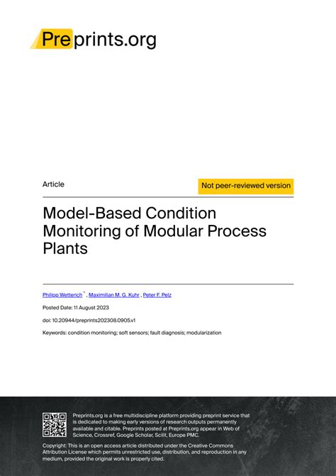 PDF Model Based Condition Monitoring Of Modular Process Plants