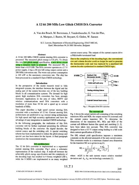 A 12 Bit 200 Mhz Low Glitch Cmos D A Converter Pdf Digital To Analog Converter Logic Gate