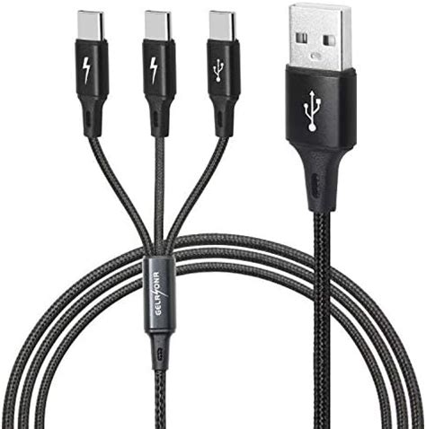 Amazon Com GELRHONR Multi USB C Splitter Cable In Nylon Braided Charging Cord With Type C