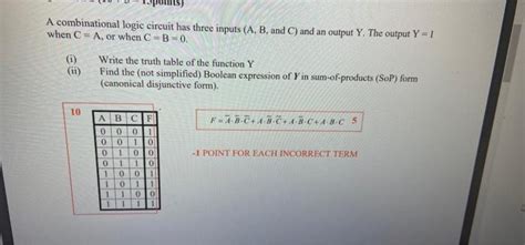 Solved A Combinational Logic Circuit Has Three Inputs A B
