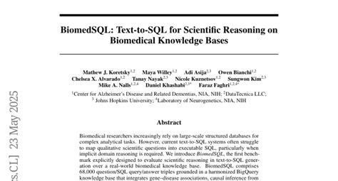 biomedsql：一个突破性文本转sql框架，让生物医学研究者更轻松查询知识库