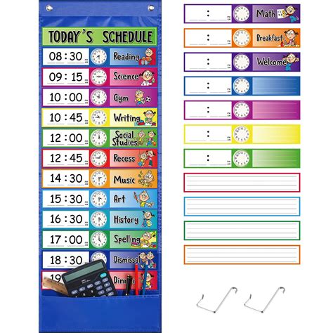 Buy Daily Schedule Pocket Chart School Class Schedule Pocket Chart Kit 131 Pocket Chart 2 Hook