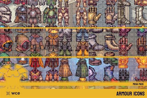 Armour Icons Mega 2d Pixel Plate Leather Cloth Armor Customization
