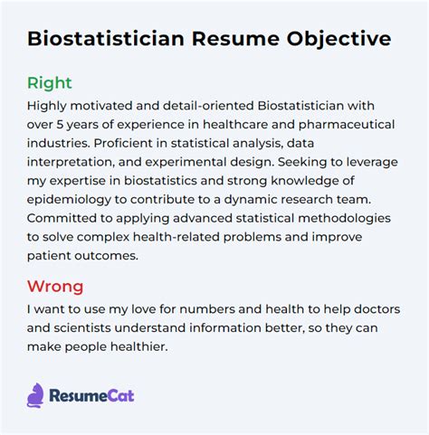 Top 17 Biostatistician Resume Objective Examples Resumecat