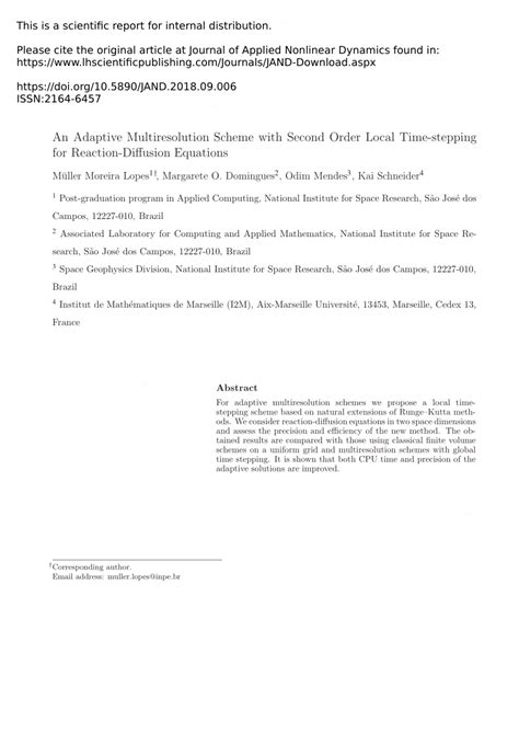 Pdf An Adaptive Multiresolution Scheme With Second Order Local Time