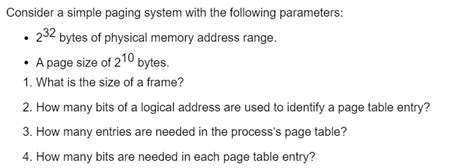 Consider A Simple Paging System With The Following