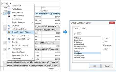 Gridoptionsmenu Showgroupsummaryeditoritem Property Winforms Controls Devexpress Documentation
