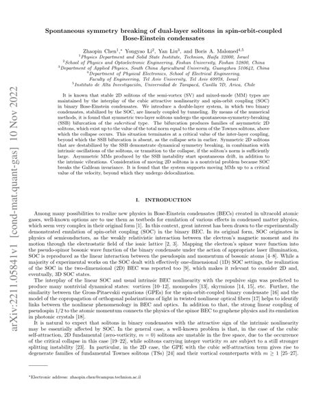 Pdf Spontaneous Symmetry Breaking Of Dual Layer Solitons In Spin