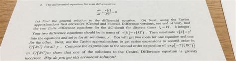 Solved The Differential Equation For A An RC Circuit Is Chegg