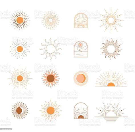보호 선형 태양 아치 아크 세트 벡터 보헤미안 스타일의 건축 요소 튀니지 알제리 트렌디 한 추상 인쇄 보헤미안 태양 달 선 표지판 로고 창문에 대한 스톡 벡터 아트 및 기타