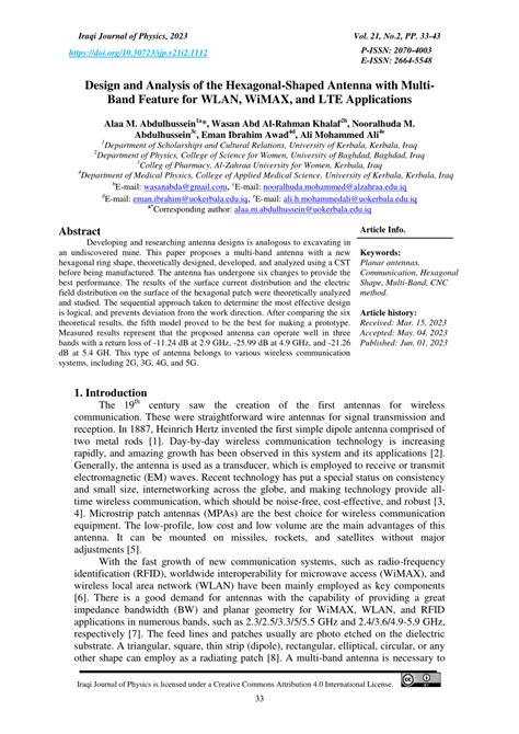 Pdf Design And Analysis Of The Hexagonal Shaped Antenna With Multi