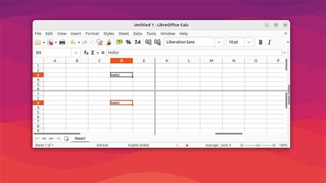 split a worksheet view in libreoffice calc