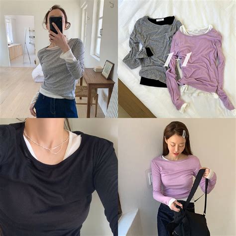 텐셀레이어드 레이어드티 텐셀티셔츠 시스루티 긴팔티 슬림핏 이너티 기본티 믿고 사는 즐거움 Ssgcom