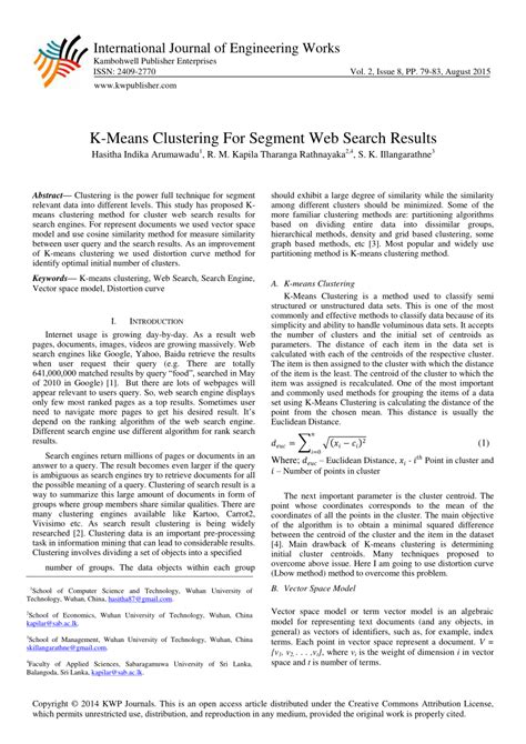 Pdf K Means Clustering For Segment Web Search Results