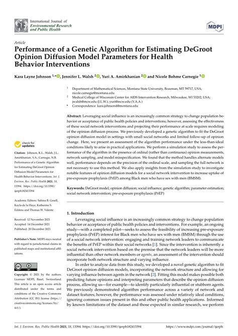 Pdf Performance Of A Genetic Algorithm For Estimating Degroot Opinion Diffusion Model