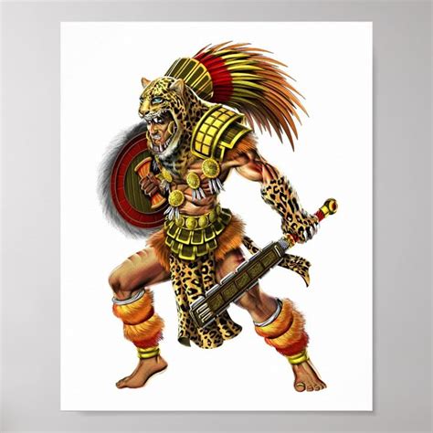 Aztec Jaguar Warrior Poster Zazzle Aztec Tattoo Designs Aztec Art