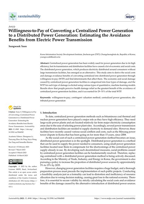 Pdf Willingness To Pay Of Converting A Centralized Power Generation