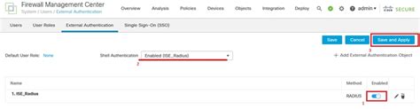 configure fmc and ftd external authentication with ise as a radius