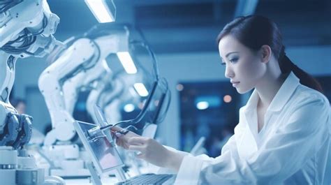 Premium Photo Robotic Engineer Monitoring Robot Arm Connection For Maintenance In Science