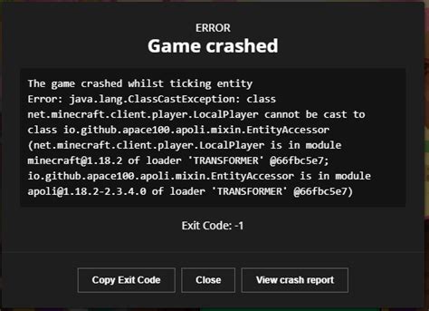 crash issue exit code 1 r minecraftjava