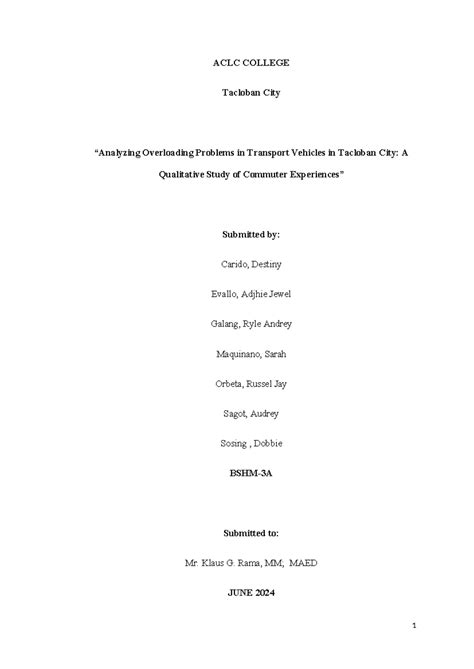 Analyzing Overloading Final Aclc College Tacloban City “analyzing