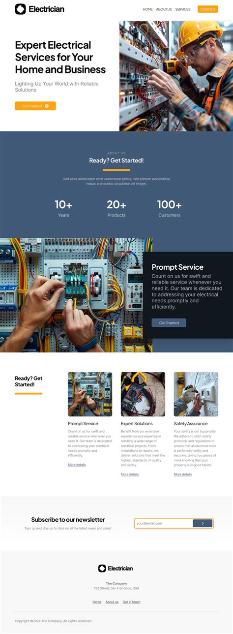 Electrician Template Customizable Website Theme For Electrical Services