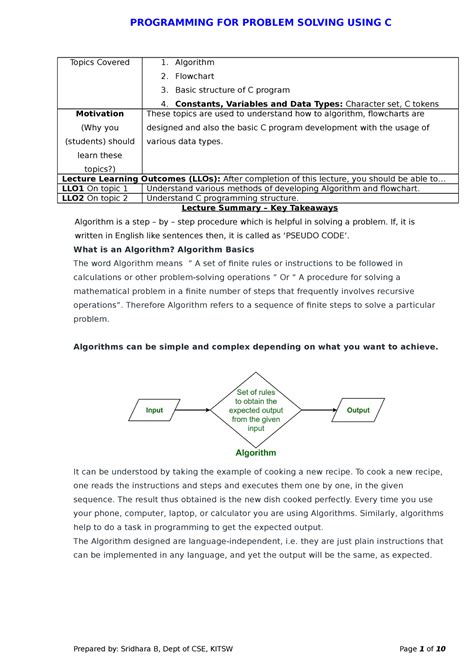 Algorithm And Flowchart Topics Covered Algorithm Flowchart Basic Structure Of C