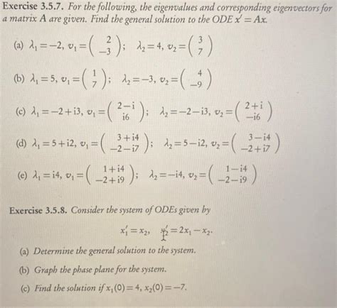Solved Exercise For The Following The Eigenvalues Chegg