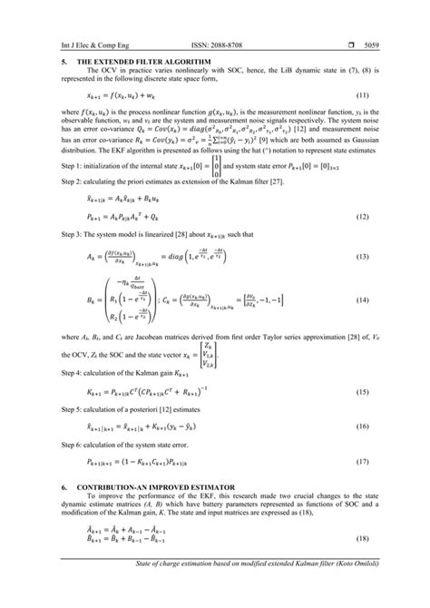 State Of Charge Estimation Based On A Modified Extended Kalman Filter Pdf Physics Science