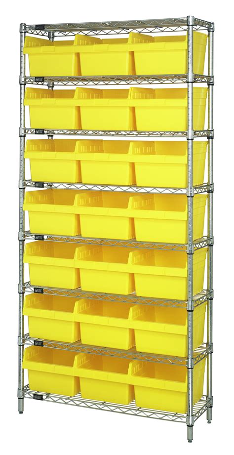 Quantum Wr8 809yl 12w 36d 74h Bin Wire Shelving System Yellow Bins