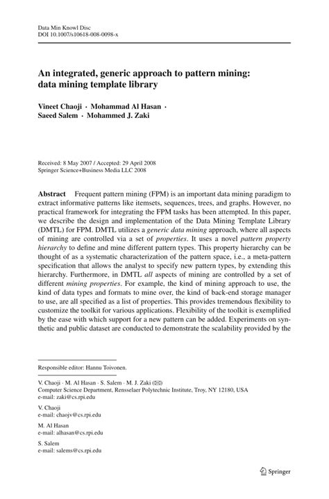 pdf an integrated generic approach to pattern mining data mining