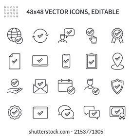 Linear Approve Icons Check Marks Accepted Stock Vector Royalty Free Shutterstock
