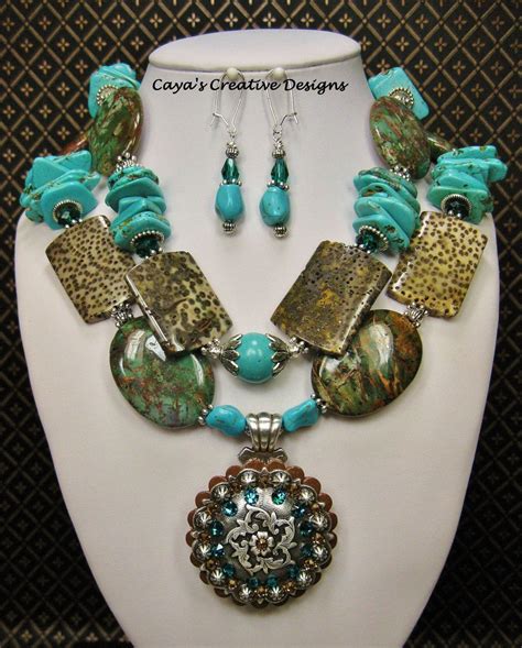 Western Cowgirl Necklace Set Howlite Turquoise Statement Jewelry
