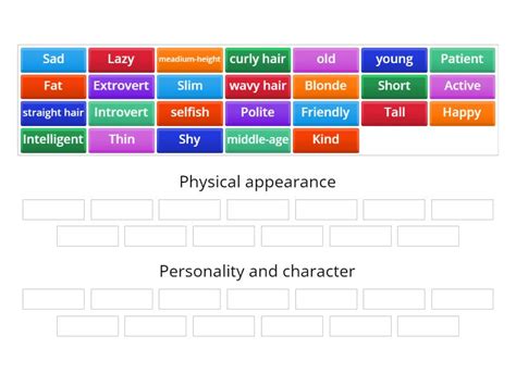 A11 Physical Appearance And Personality Group Sort